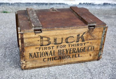 Buck Beer Wood Crate Case Box w/ Bottle Divider Antique Chicago Vintage ...