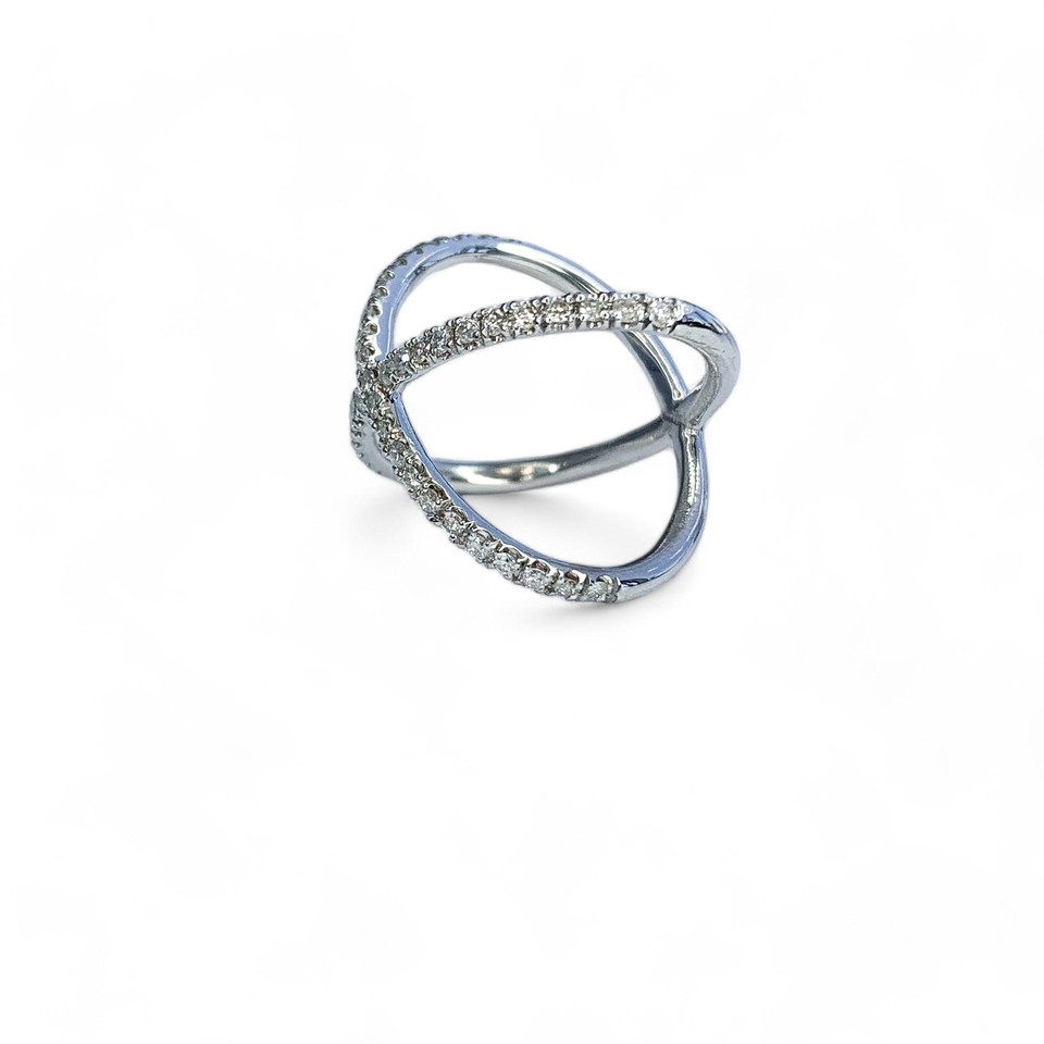 0.50 cttw. White diamond X-shape Ring in 14K Yellow Gold 6 US | eBay