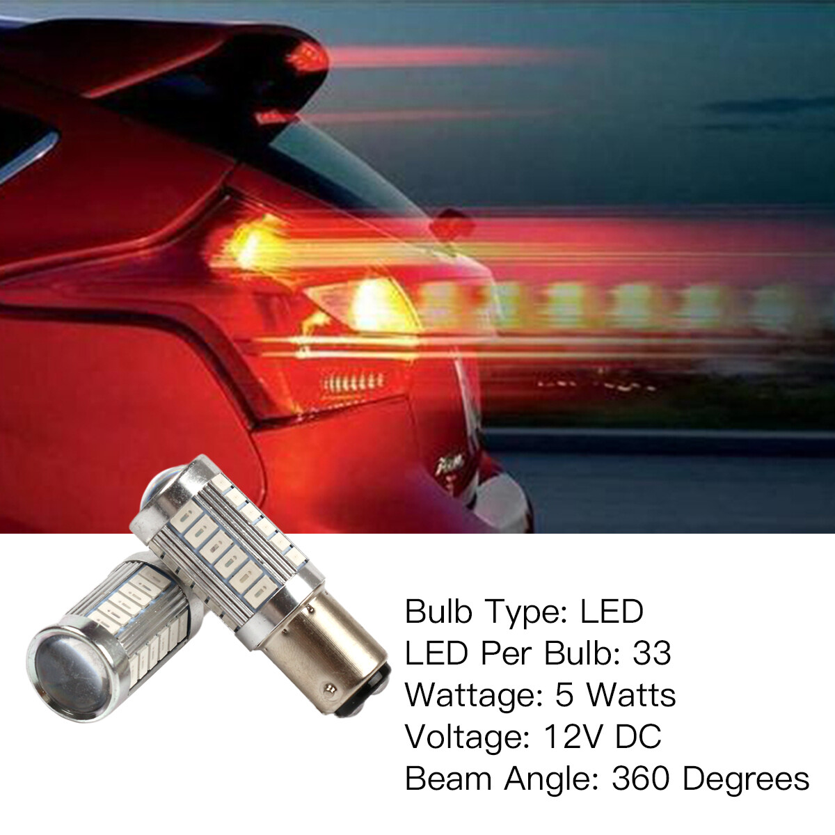 2X 1157 P21/5W 380 BAY15D CAR STOP TAIL BRAKE LED BULBS LAMP LIGHT 33 ...