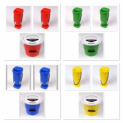 3 Pack Charity Money Collection 2 Boxes & 1 Bucket With Lid Ties & Lid ...