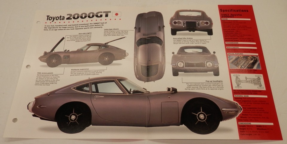 Toyota 2000GT 1672-1970 Sports Car Spec Sheet IMP HOT CARS Brochure | eBay