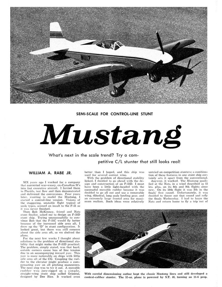Model Airplane Plans (UC): MUSTANG 58" Stunter for .40 Engine by Al ...