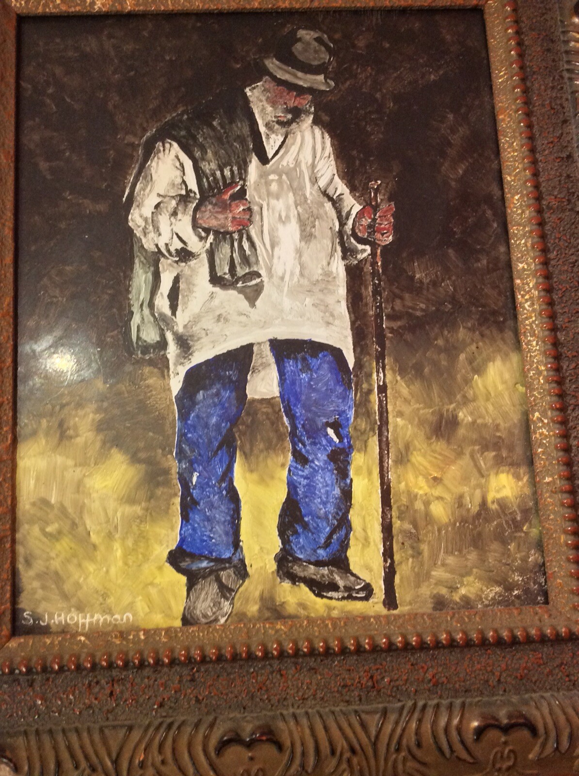 Manet Ragpicker Vintage Replica Painted Enamel Board Signed SJ Hoffman ...