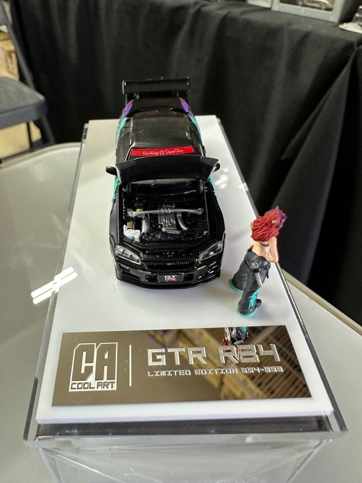 NISSAN SKYLINE GT-R R34 HKS LIVERY HOOD & TRUNK OPENS FIGURE 1/64 BY ...