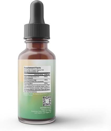 LUV Neuro Drops: Lion's Mane & Turmeric Adaptogen Mushroom Drops for ...