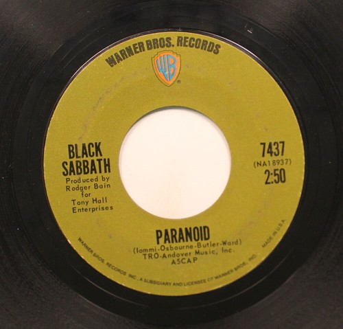 Hard Rock 1St Pressing Rare 45 Black Sabbath - Paranoid / The Wizard On ...
