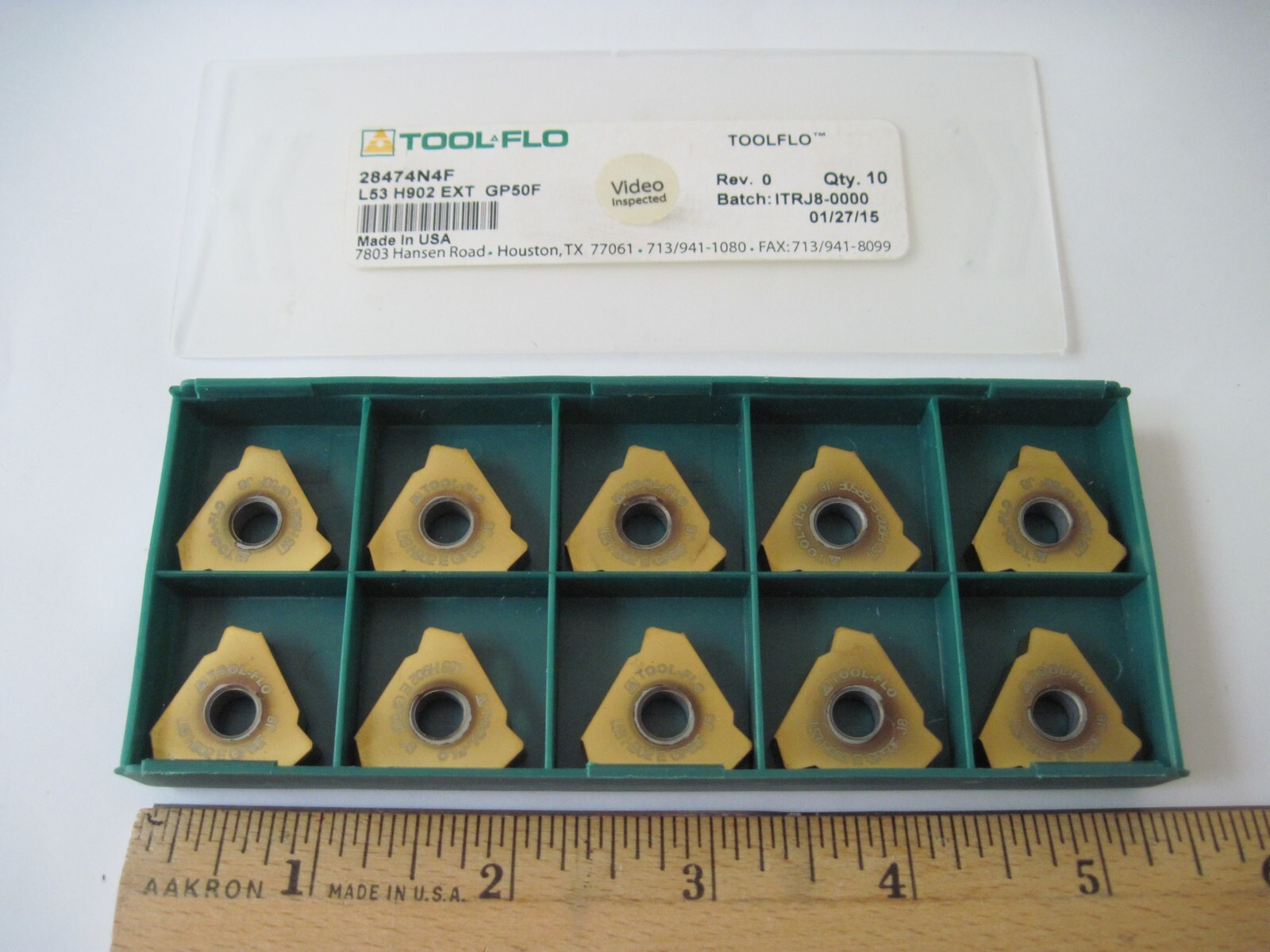 (Qty 10) Tool-Flo L53 H902 EXT GP50F Carbide Laydown Threading Inserts ...