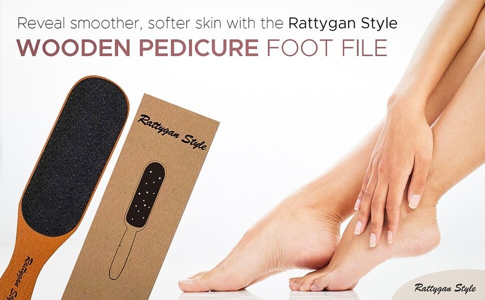 Rattygan Style Foot File Callus Remover Wooden Pedicure Dual-Sided Heel ...