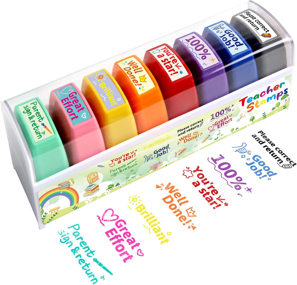 Teacher Stamps for Grading Motivational Teacher Self-Inking Stamp Set ...