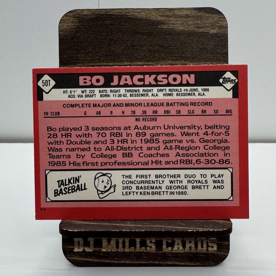 1986 Topps Traded Bo Jackson 50T Rookie Card RC | eBay