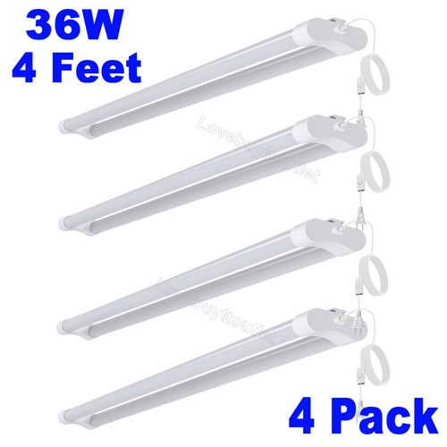 4 Pack 4FT 36W Double Tube Light Surface Mounted Ceiling for Garage ...