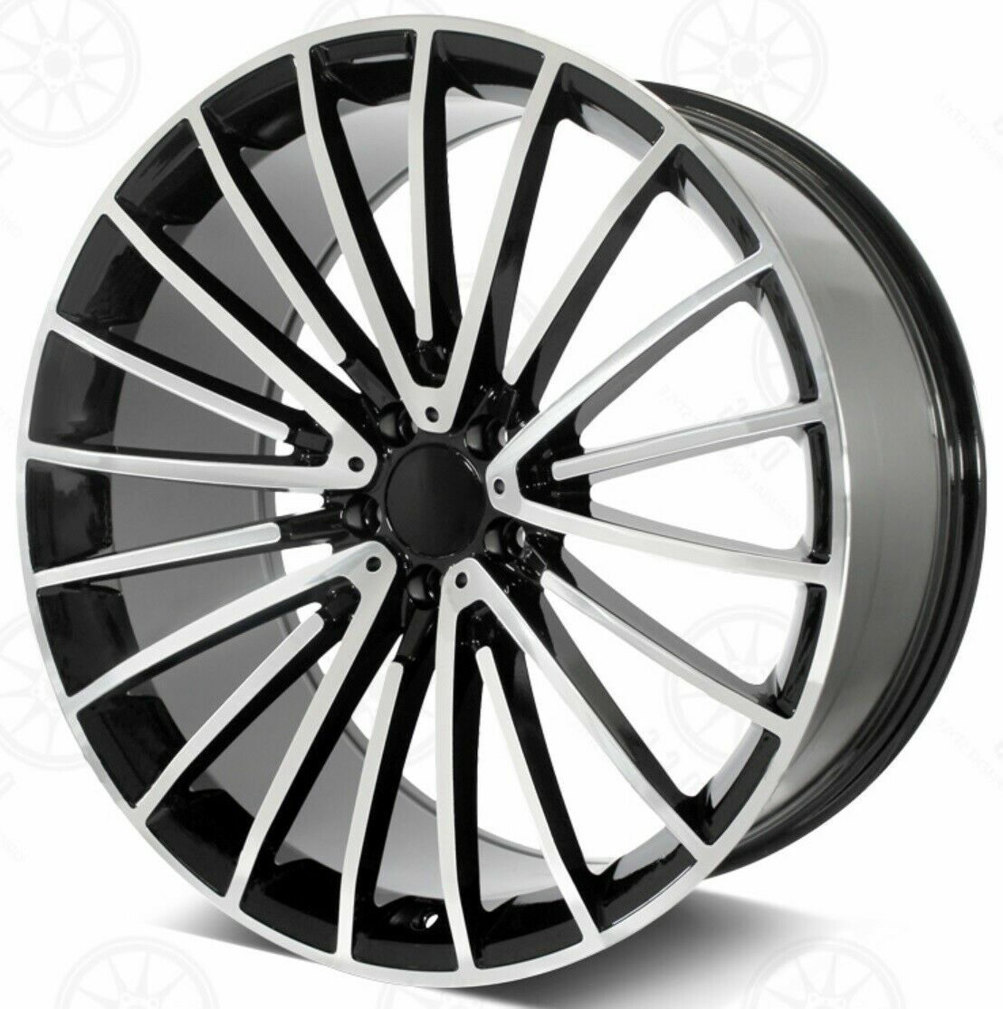 20" Rims Black Mach Stagger Wheels Tires Fit Mercedes S class S550 CL ...