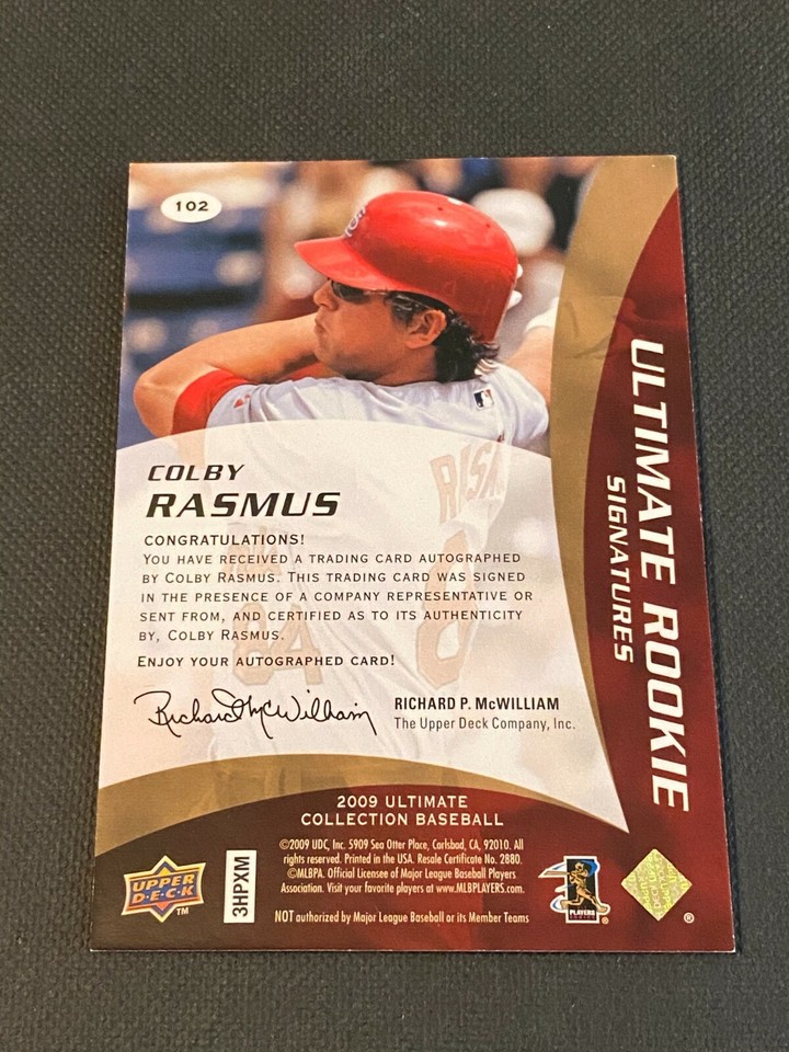 2009 Upper Deck Ultimate COLBY RASMUS Rookie Auto /135 Cardinals RC ...