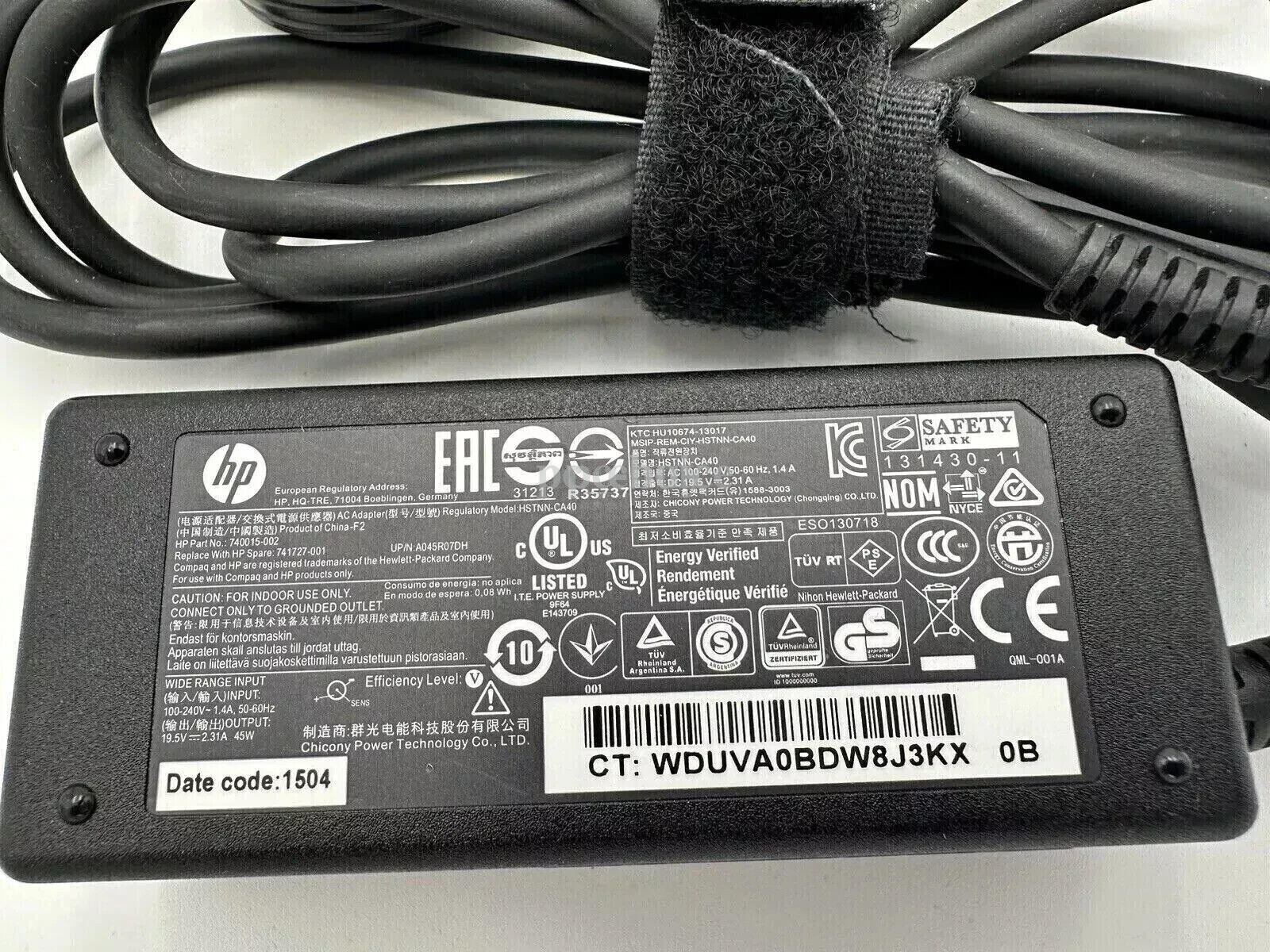 Genuine HP Laptop Charger 45W AC ADAPTER L25296-002, 741727-001, TPN ...