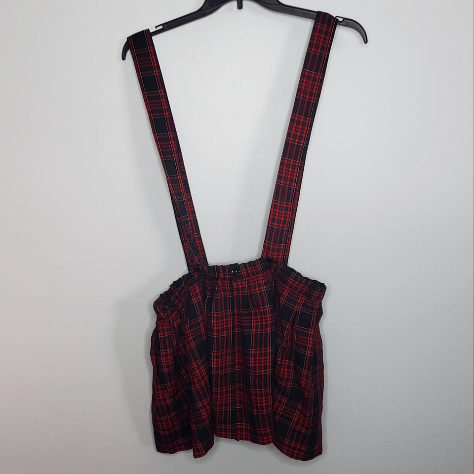 Escante 3X Red Plaid Skirt Detachable Overalls Dancewear Clubwear ...