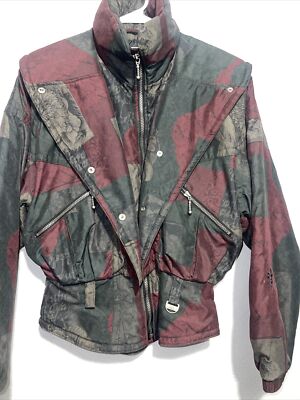 Vintage Nils Womens Ski Jacket Coat Rare Retro Floral Full Zip Button ...