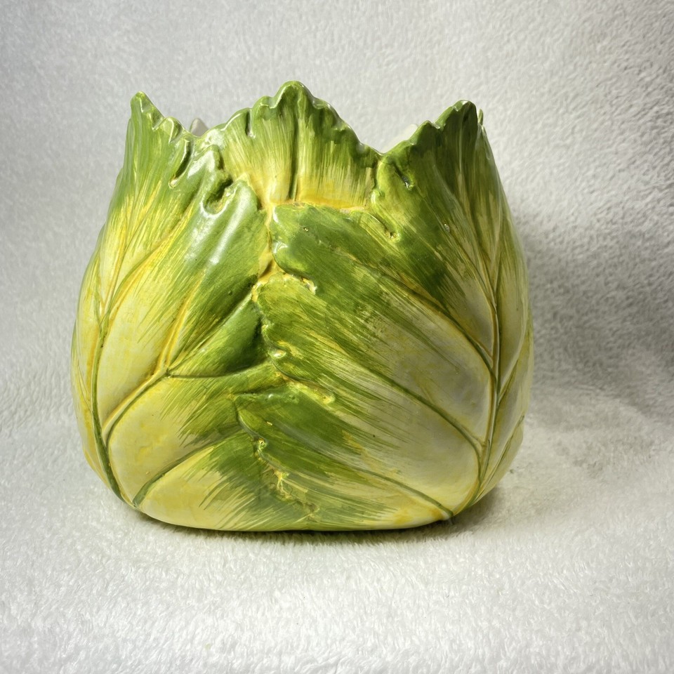 Miselman Imports Green Ceramic Lettuce Shaped Planter Container Made in ...