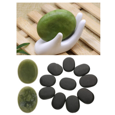 12Pcs Jade Hot Massage Stone Volcano Rock for Facial Body Hot Stone Spa ...