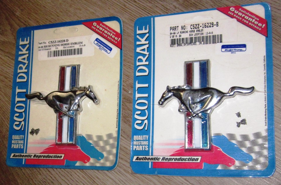 2-NEW SCOTT DRAKE MUSTANG EMBLEMS C5ZB 16098 /C4ZB-16C228B LH /C8ZB ...