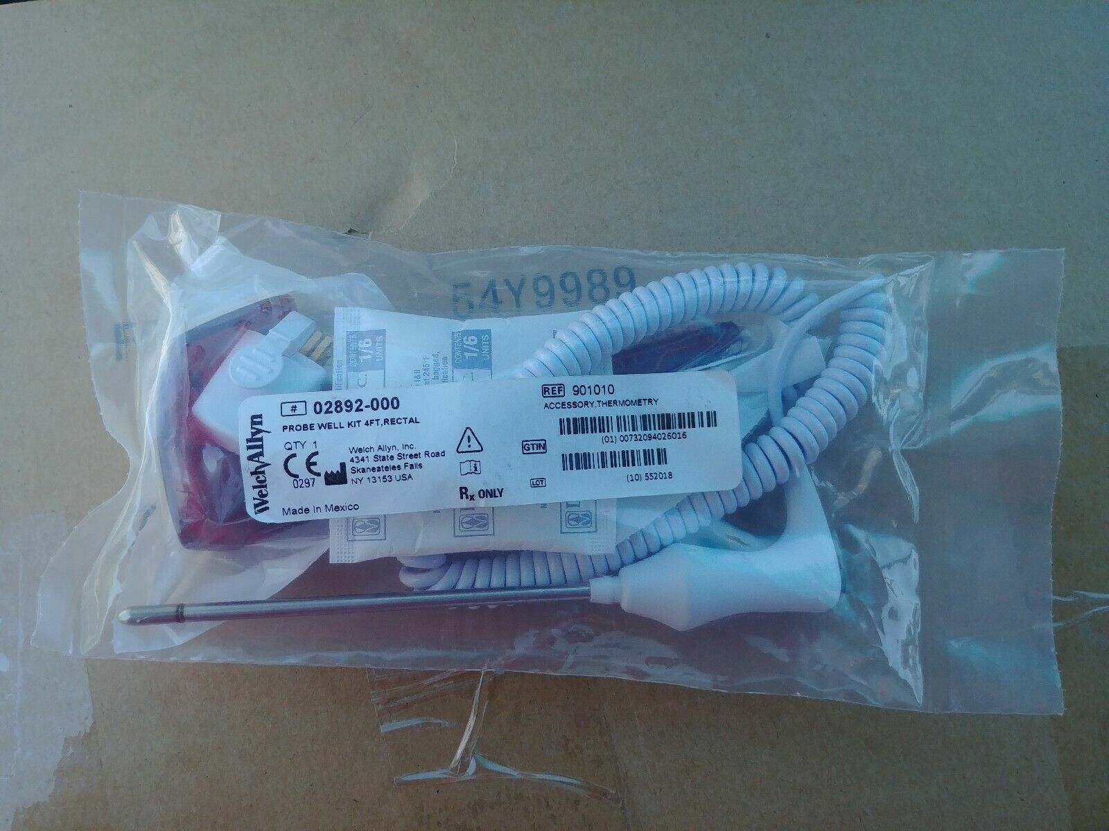 Welch Allyn Rectal Thermometer Probe and Well Kit, 4ft (02892-000) for ...