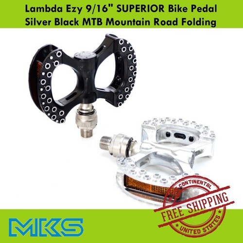 MKS Lambda Ezy 9/16" SUPERIOR Bike Pedal Silver Black MTB Mountain Road Folding | eBay