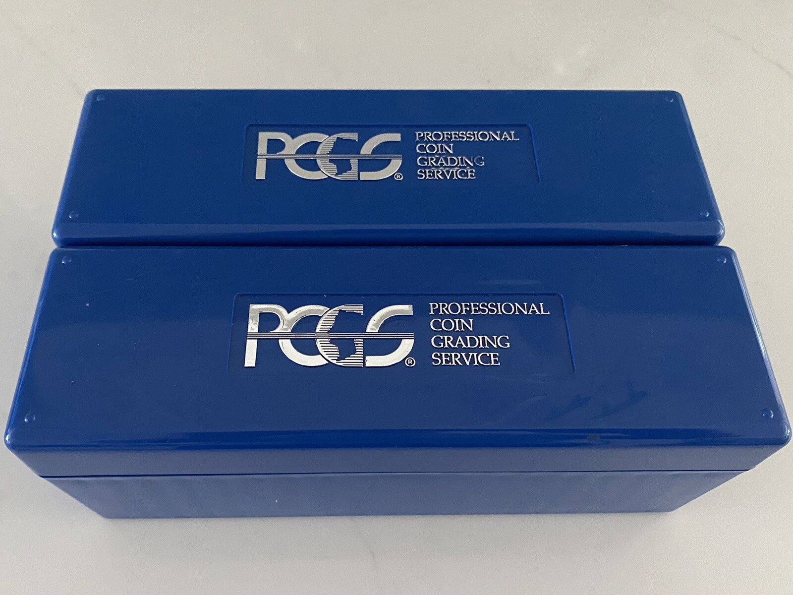 2 BLUE PCGS SLAB STORAGE BOX IN EXCELLENT CONDITION - EACH HOLDS 20 ...