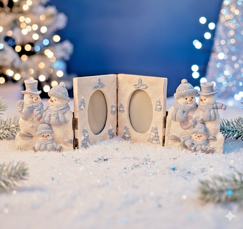 Vintage Encore '98 Snow Buddies Snowman Family Hinged Photo Picture ...