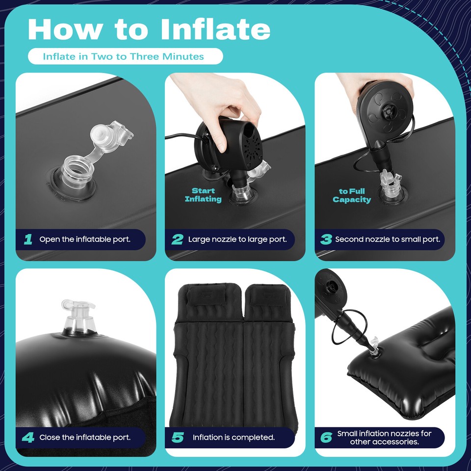 Car Air Bed Air Mattress Backseat Inflatable Cushion & Pump for SUV ...