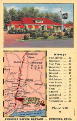 Cheshire Connecticut Cheshire Koffee Kottage Linen Vintage Postcard ...