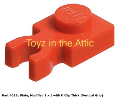 Lego 1x 4085c Red Plate, Modified 1 x 1 with U Clip Thick Spyrius 6949 ...