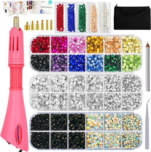 Hotfix Rhinestone Applicator Kit with 5200 Stones and 6 Tips for ...