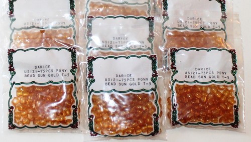 VTG Sun Gold Darice USA Plastic Pony Craft Beads Lot of 10 Packs 0f 75 ...