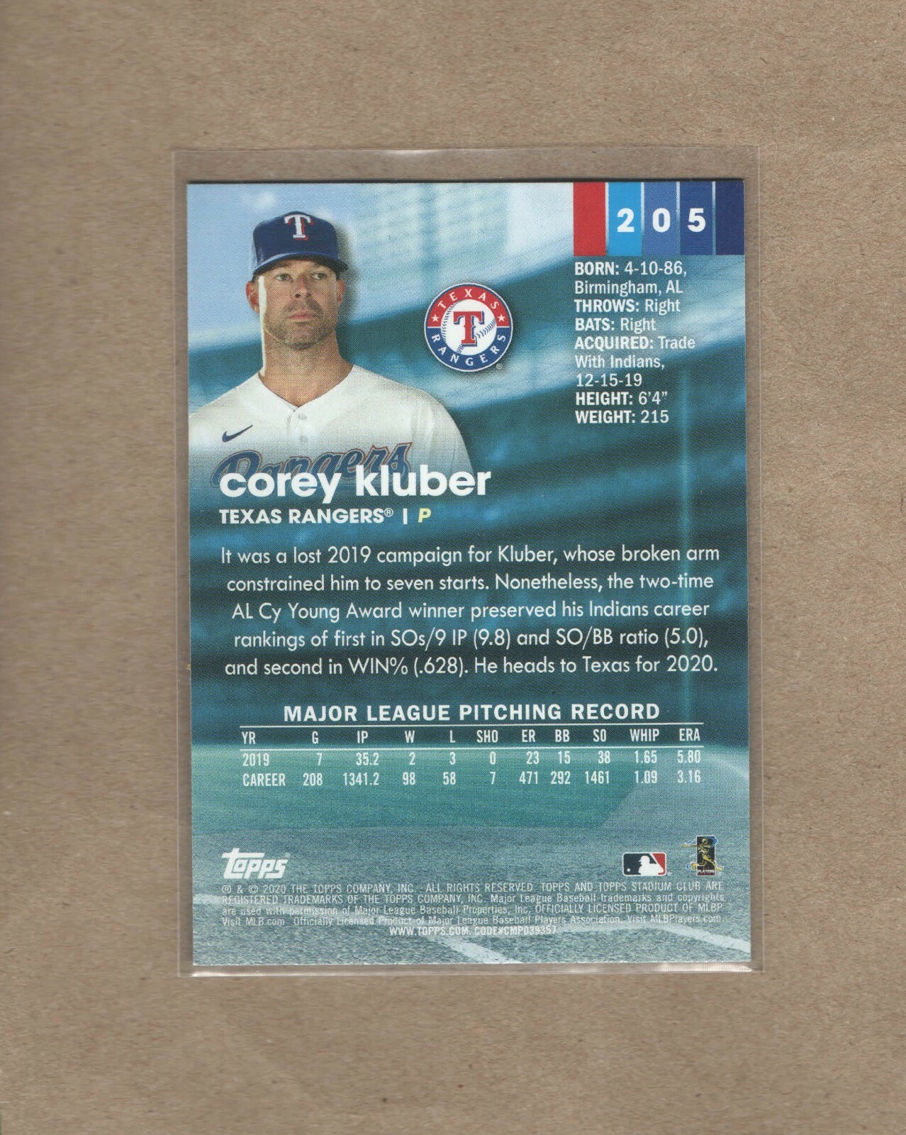 2020 Topps Stadium Club - #205 Corey Kluber for sale online | eBay