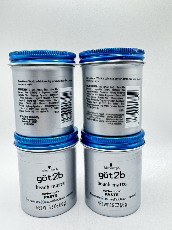 4x SCHWARZKOPF Got2B Beach Matte SURFER LOOK Paste 3.5oz Ea. SEE IMAGES ...