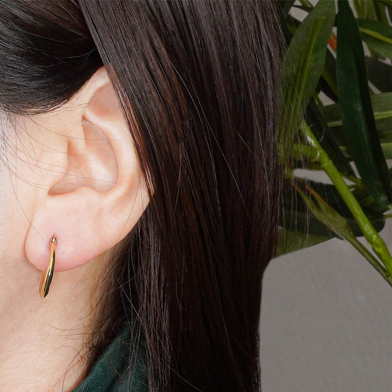 14K Yellow Gold Slash Diamond Cut Hoop Earrings French Lock- Jewelry ...