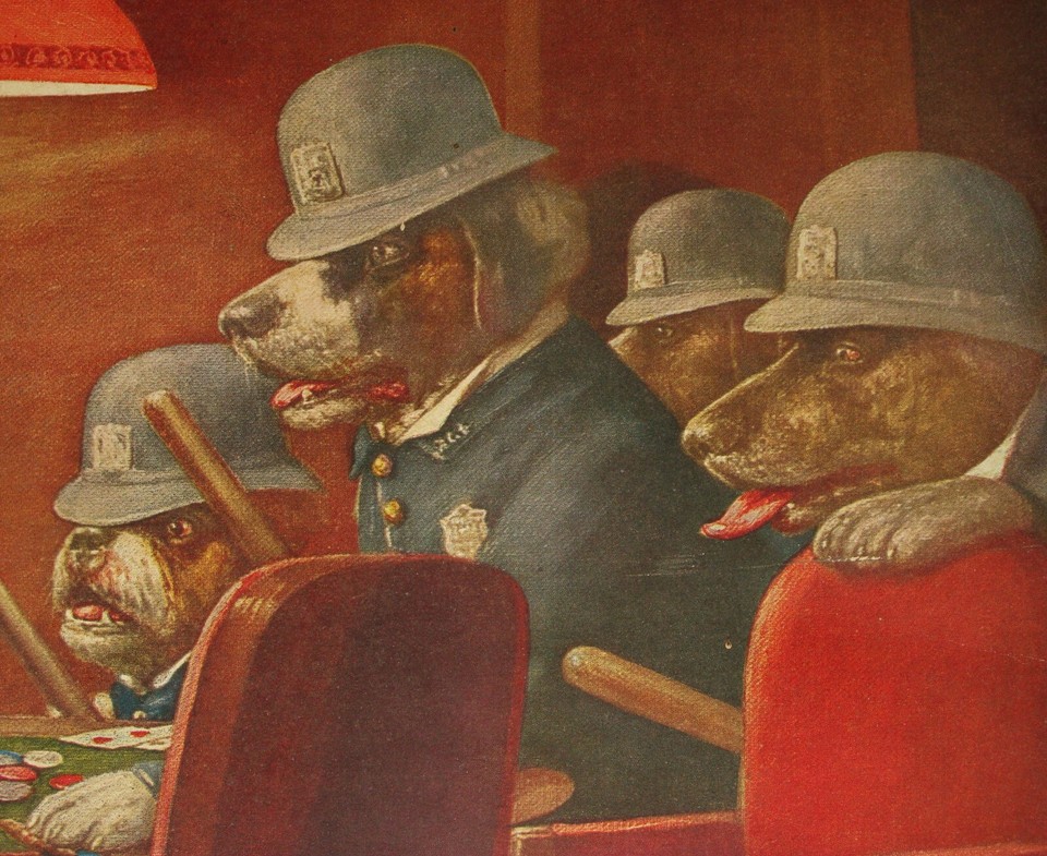 Vint. 1964 Poker Playing Dogs & Cops Calendar by Coolidge Miller ...