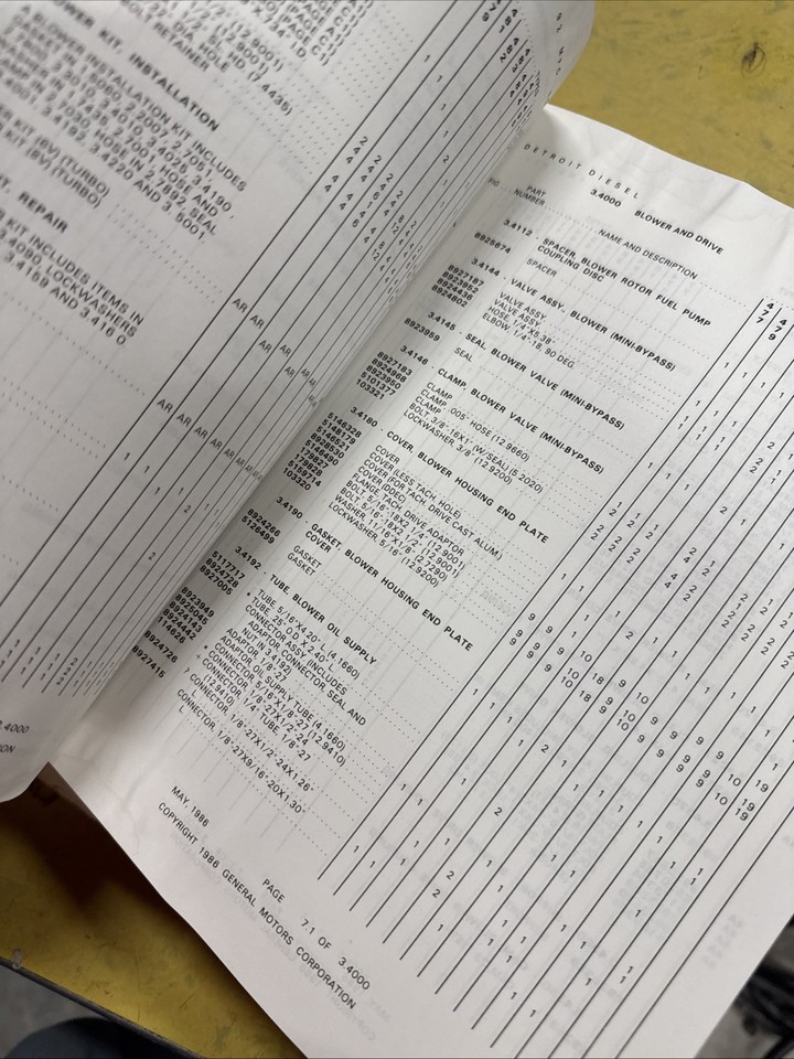 Detroit Diesel GM 6 8 & 16 Series 92 Factory Parts Catalog Manual Set ...