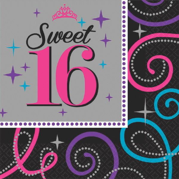 Sweet Sixteen 16 Prismatic Round Lunch Plate Lunch Napkin Birthday ...