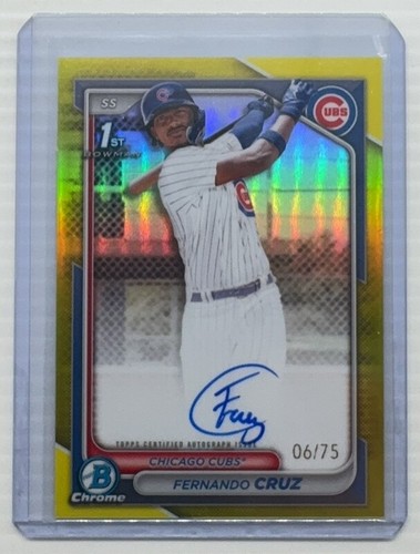 2024 Bowman Chrome Fernando Cruz Yellow Refractor 1st Prospect Auto #06 ...