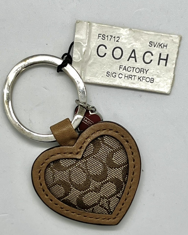 NWOB COACH Signature Heart Leather Key Fob Charm Keyring FS1712 | eBay