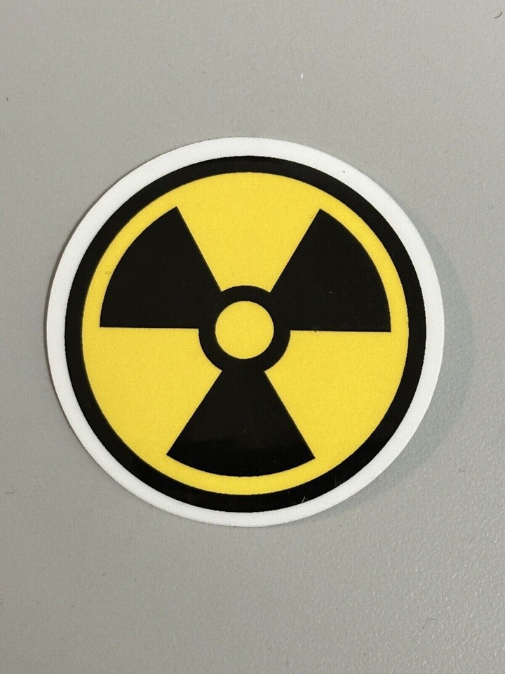 Radiation symbol nuke sticker yellow water bottle vinyl laminated ...