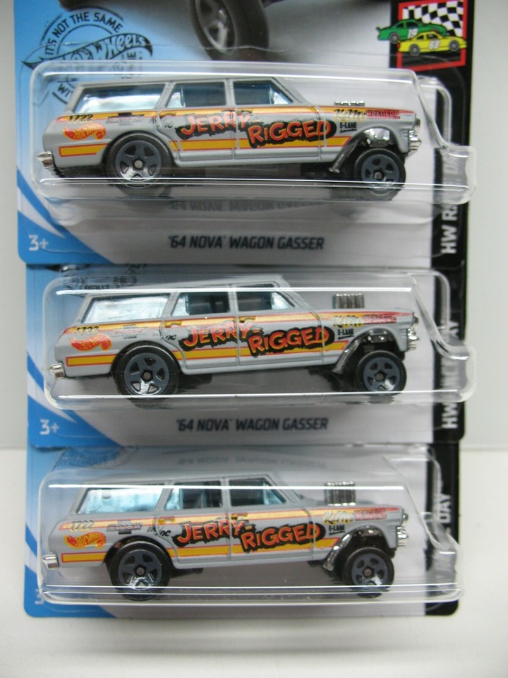 2019 Hot Wheels ‘64 Chevy Nova Wagon Gasser -Lot Of 3- Jerry Rigged HW ...