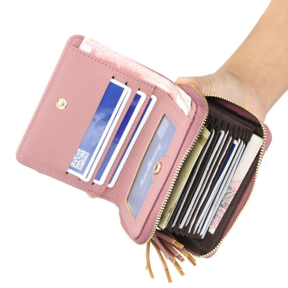 Womens Small Compact Bifold Leather Wallet Ladies Mini Purse Multi Card ...