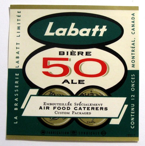 Brasserie Labatt LABATT 50 - AIR FOOD CATERERS beer label CANADA 12oz ...