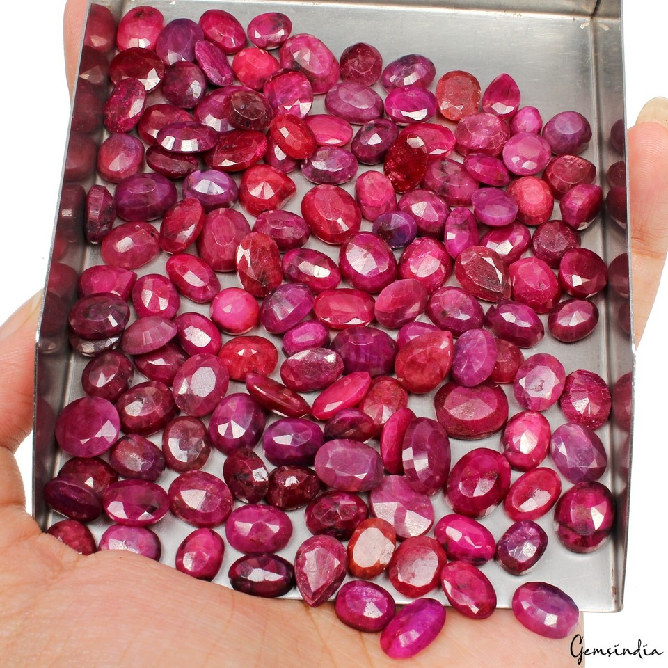 500 Ct/131 Pcs Natural Pink Red Ruby 7-13mm Oval Cut Loose Jewelry ...
