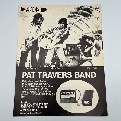 A/DA Flangers 1980 Vtg Print Ad 8"x11" Pat Travers Band Pat Thrall Mars ...