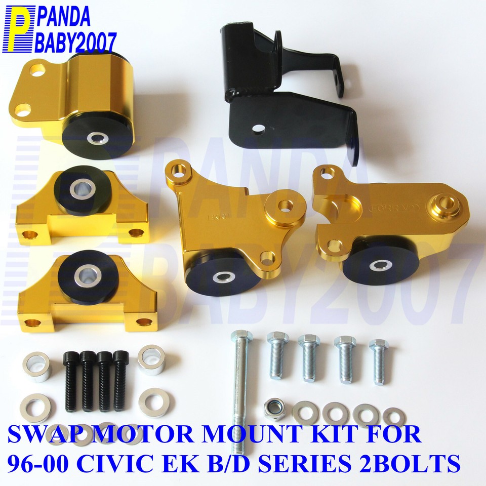 Billet Engine Motor Mount Kit 2Bolts Chrome FOR 96-00 Civic EK B16 B20 ...