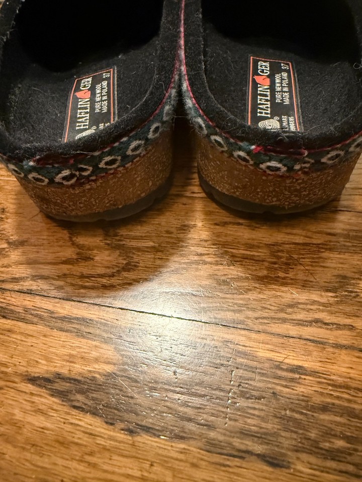 Haflinger GZ Classic Grizzly Wool Clog Slippers Black EU 37 US 6-6.5 | eBay