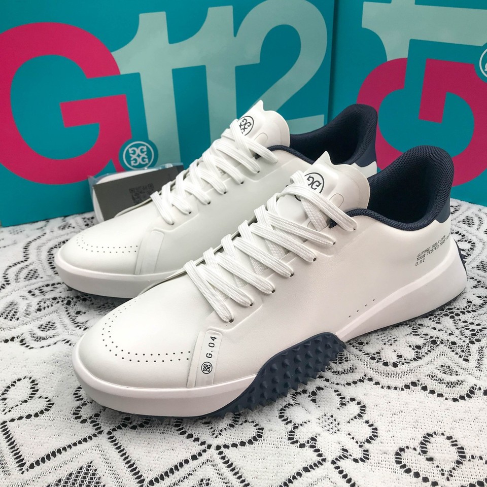 NEW G/FORE G.112 Men's Snow/Twilight Golf Shoes PU Leather White/Blue ...