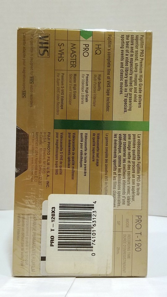 Fujifilm Pro 120 VHS Video Tapes 3 Pack Factory Sealed Fuji Blank VCR ...